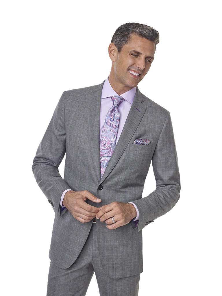 Super 140's Wool - Light Gray Plaid Men's Suit | Tom James Company