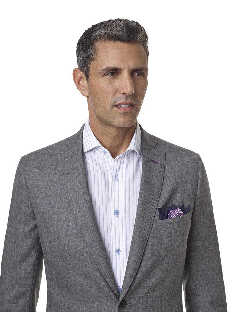 Super 140's Wool - Light Gray Plaid Men's Suit | Tom James Company