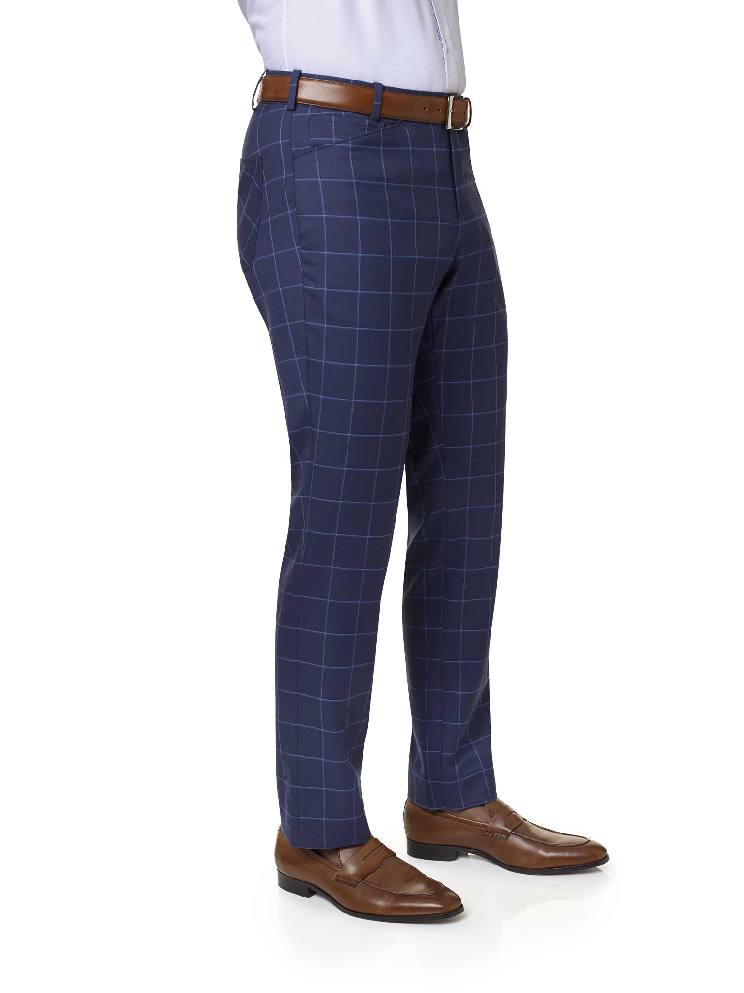 Navy Windowpane 5-Pocket Pant | Tom James Company