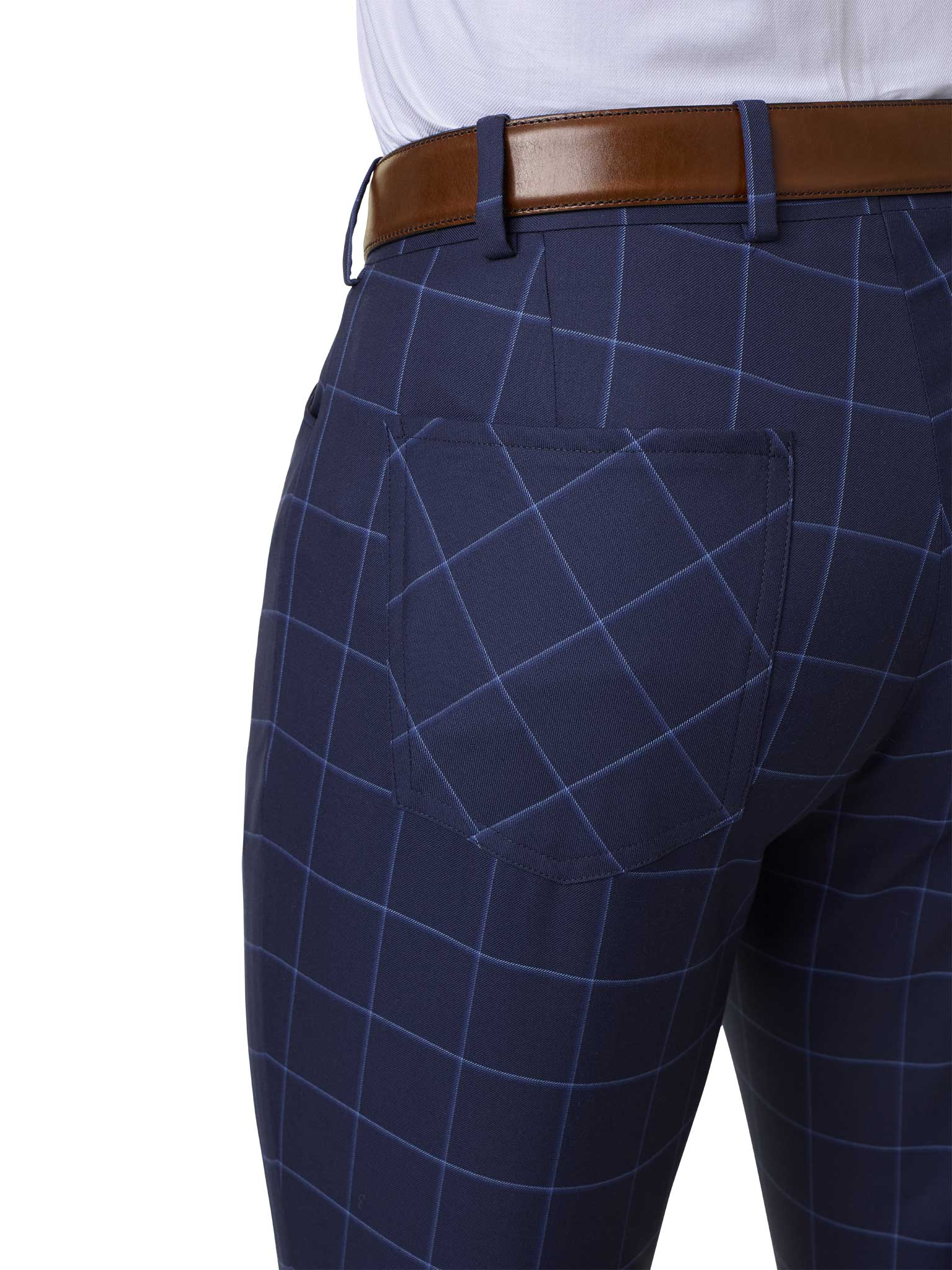 Navy Windowpane 5-Pocket Pant | Tom James Company