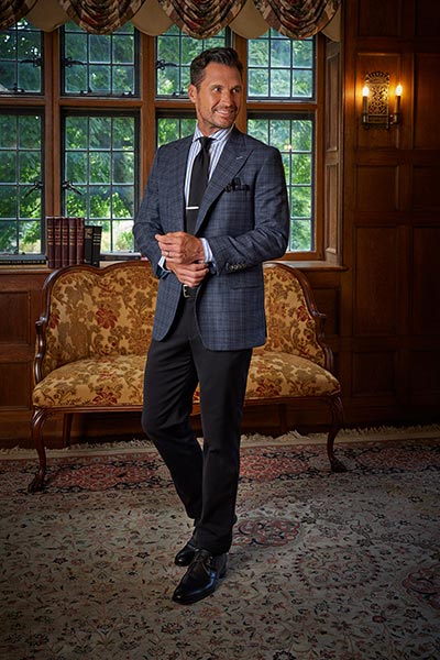 Light Blue Plaid Sport Coat with Large Peak Lapels | Tom James Company