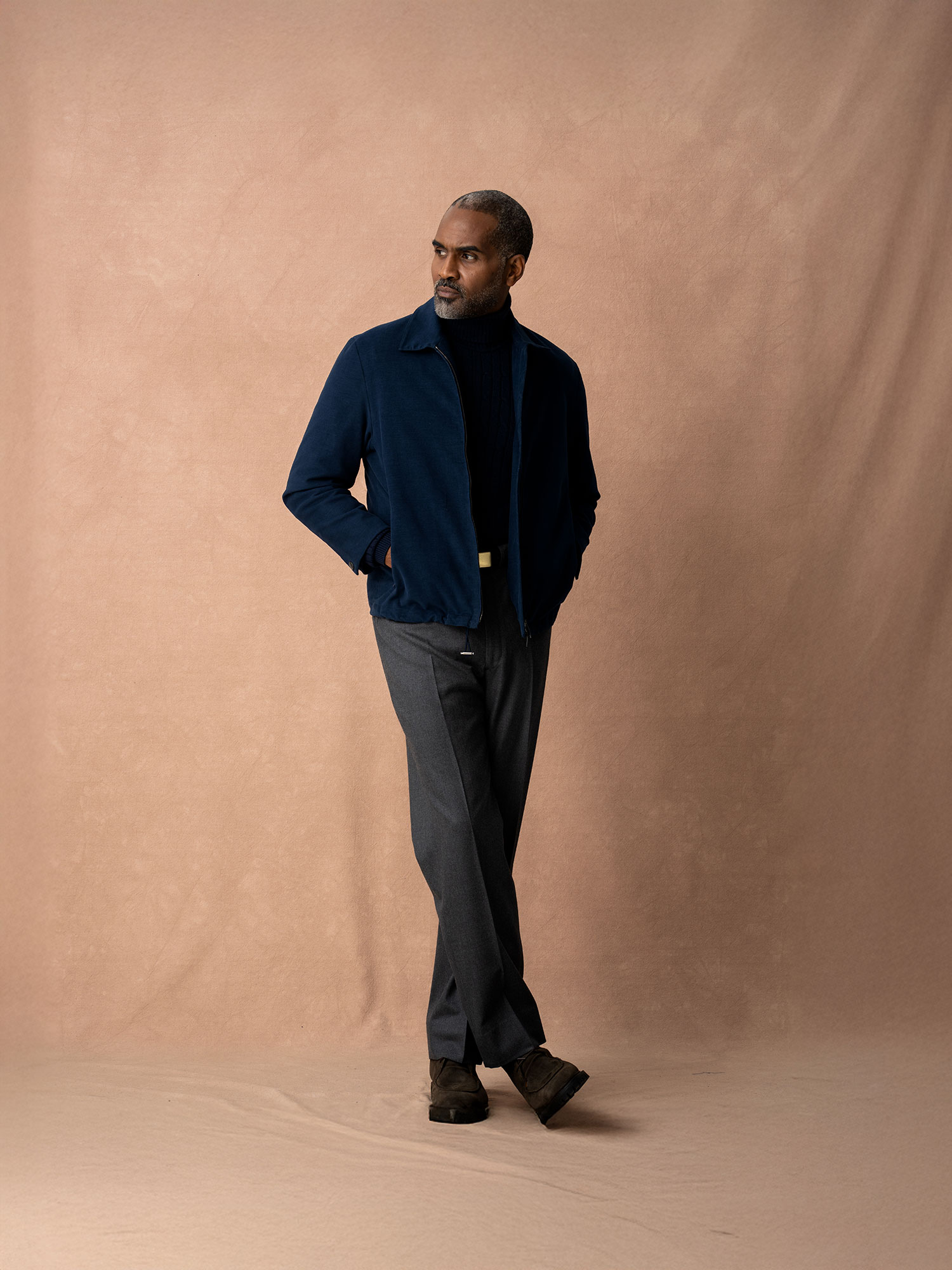 Navy Moleskin Driver Jacket | Tom James Company