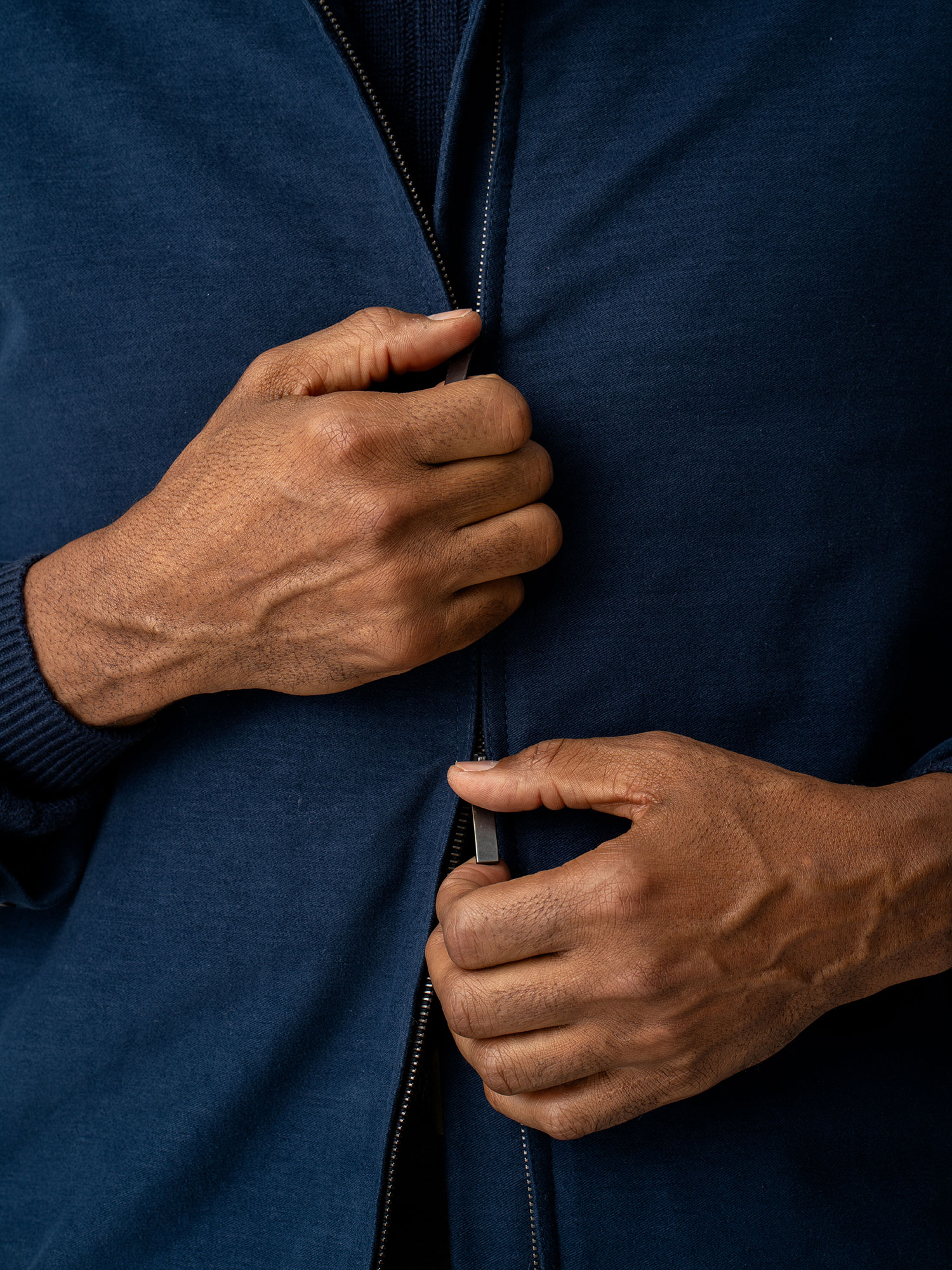 Navy Moleskin Driver Jacket | Tom James Company